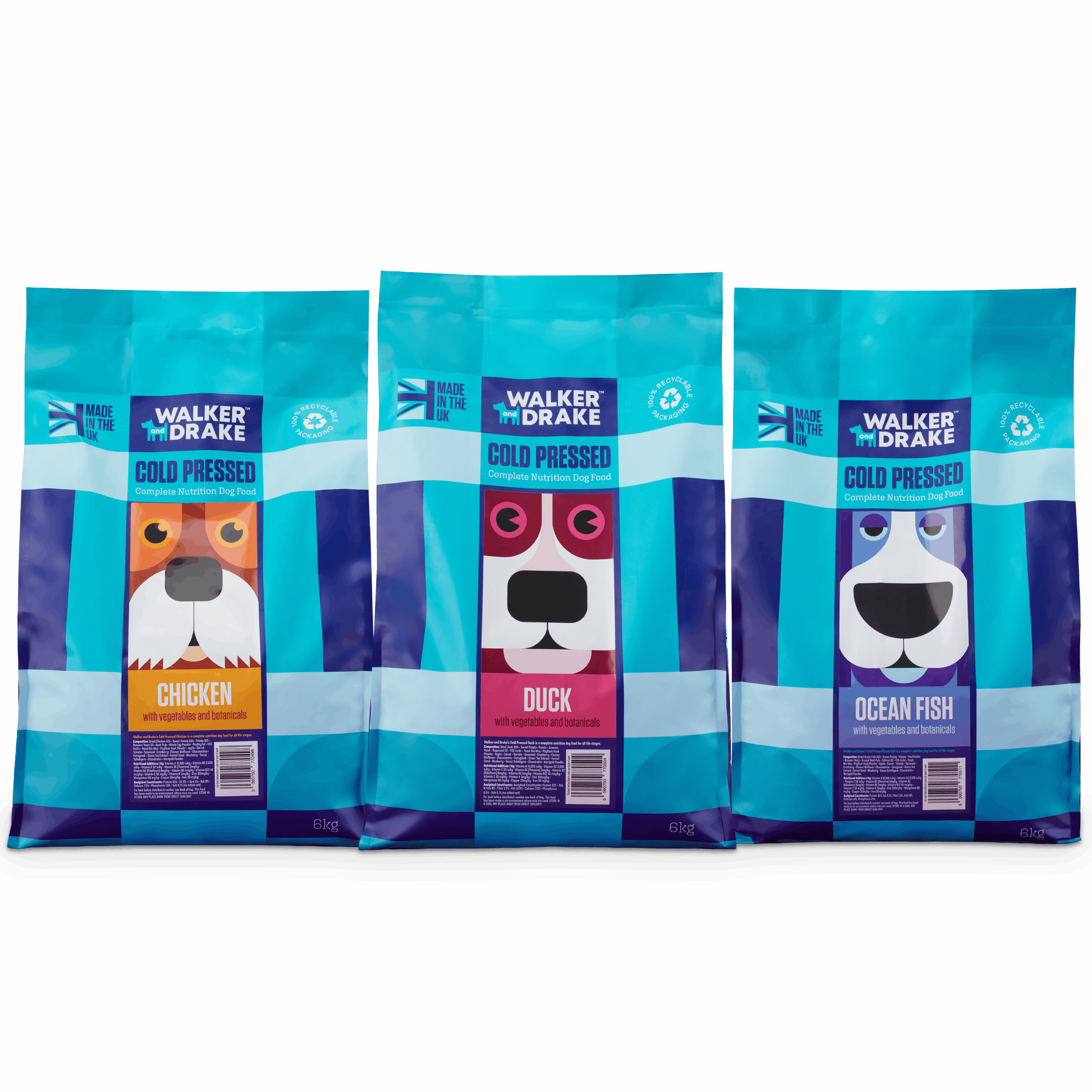 Chicken, Duck & Ocean Fish Cold Pressed Bundle - 6KG – Walker and Drake