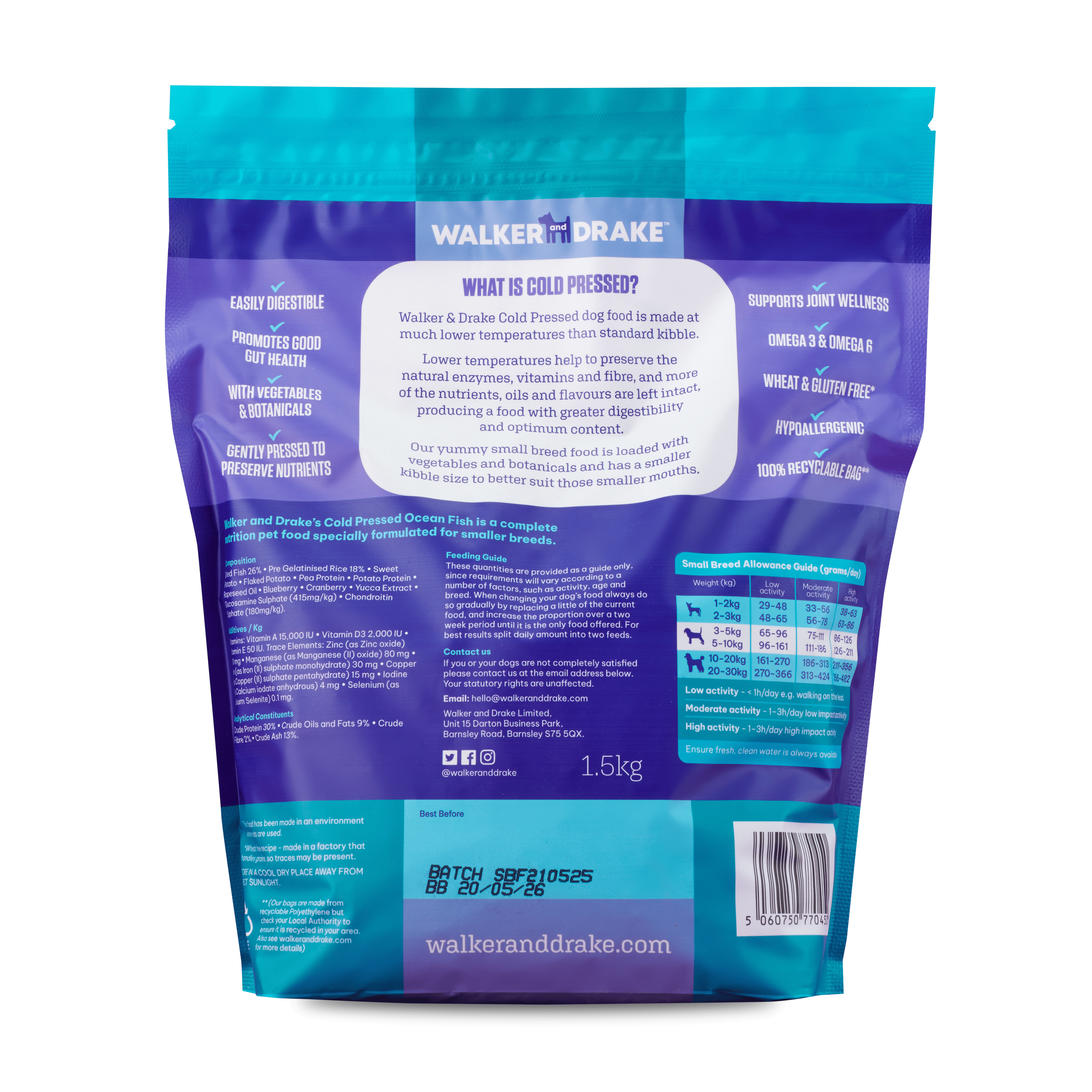 Small Breed Premium Cold Pressed - Ocean Fish with Rice - Walker and Drake